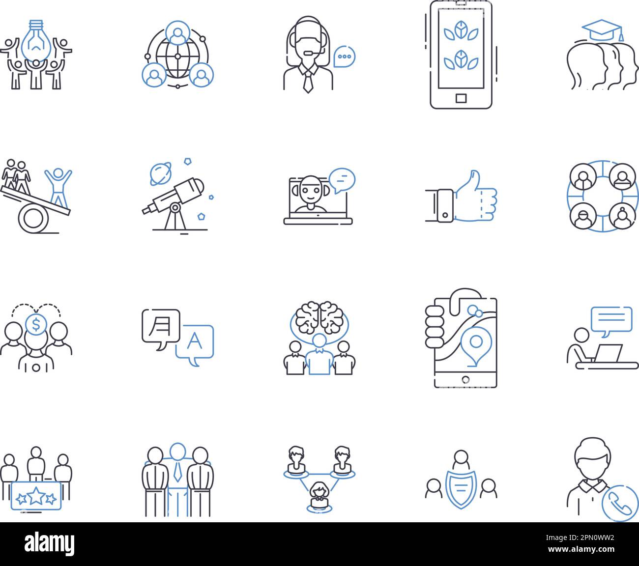 Business community outline icons collection. Business, Community ...