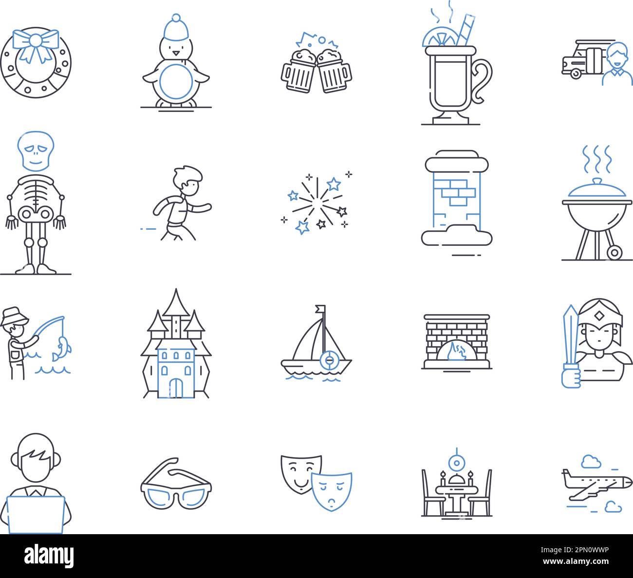 Celebration agency outline icons collection. Organizers, Events, Party ...