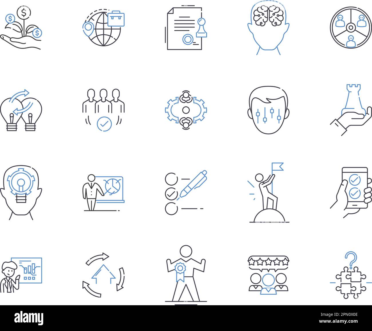Corporation progress outline icons collection. Growth, Expansion, Progress, Development ...