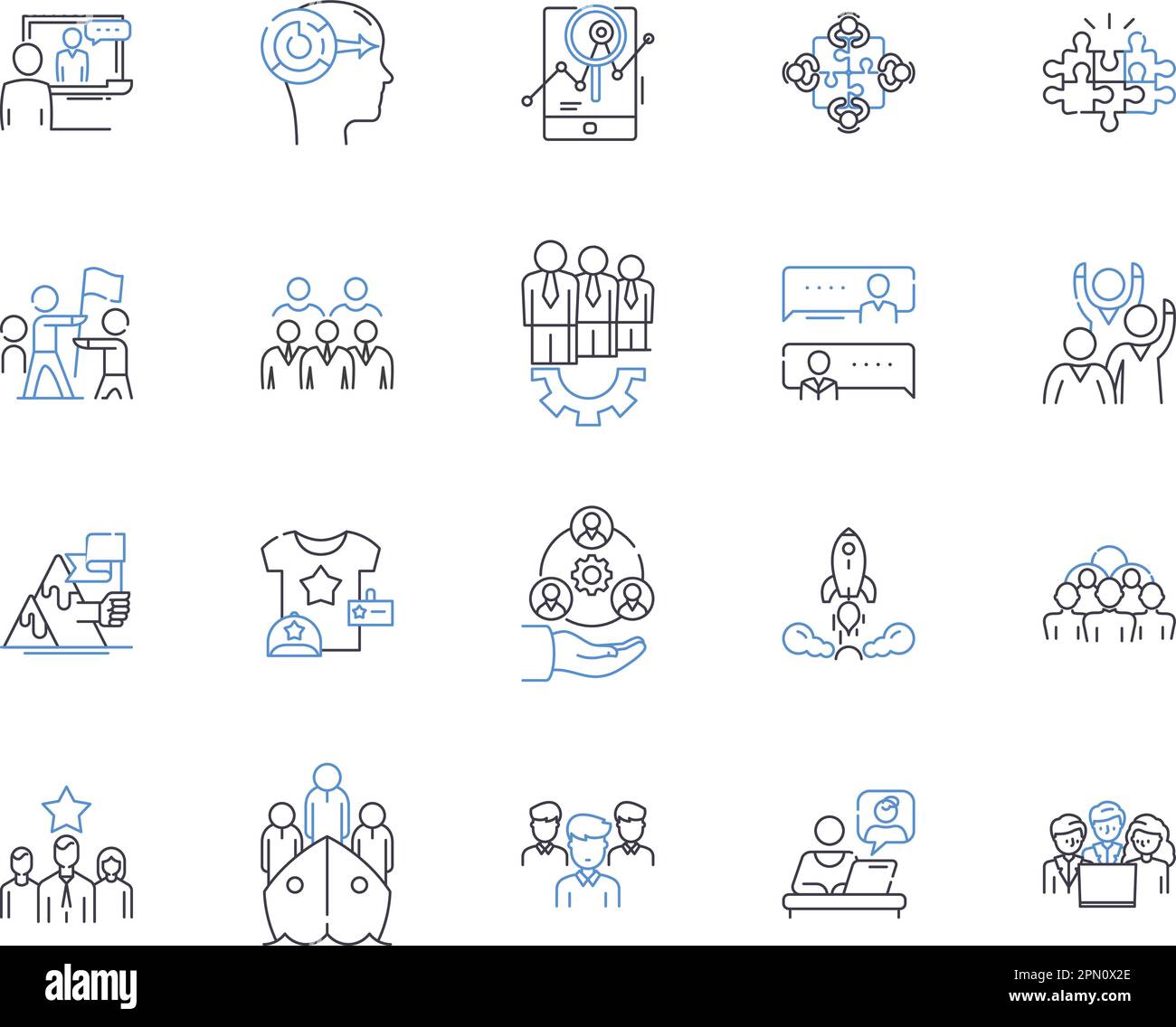 Team collaboration outline icons collection. Cooperation, Collaboration, Networking, Unify, Co ...