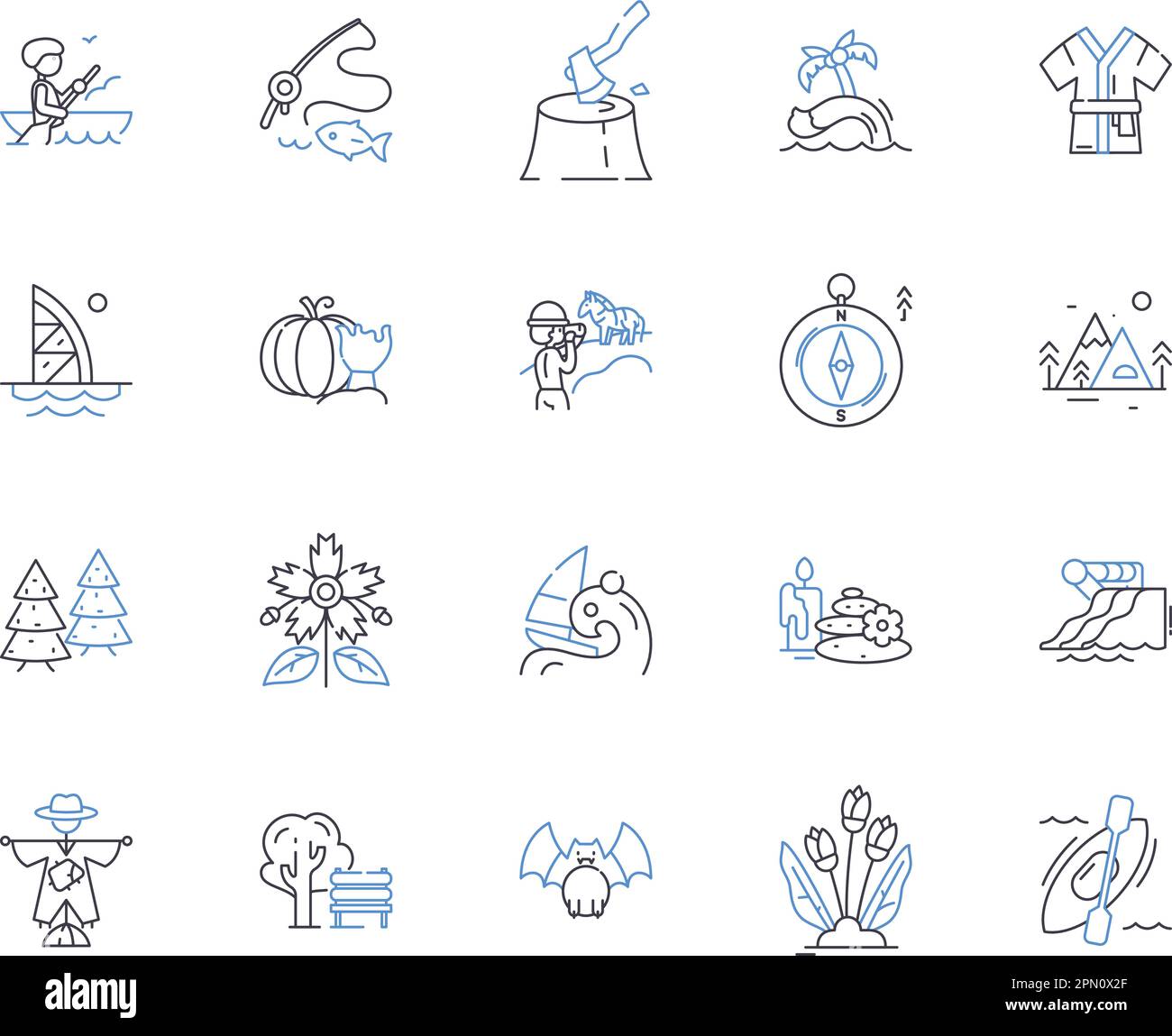 Hiking and travel outline icons collection. Hiking, travel, trekking ...