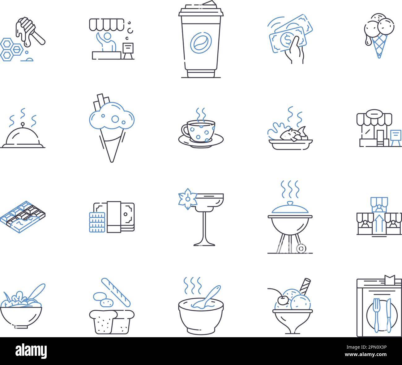 Cafe culture outline icons collection. Cafe, Culture, Dining, Relaxing ...