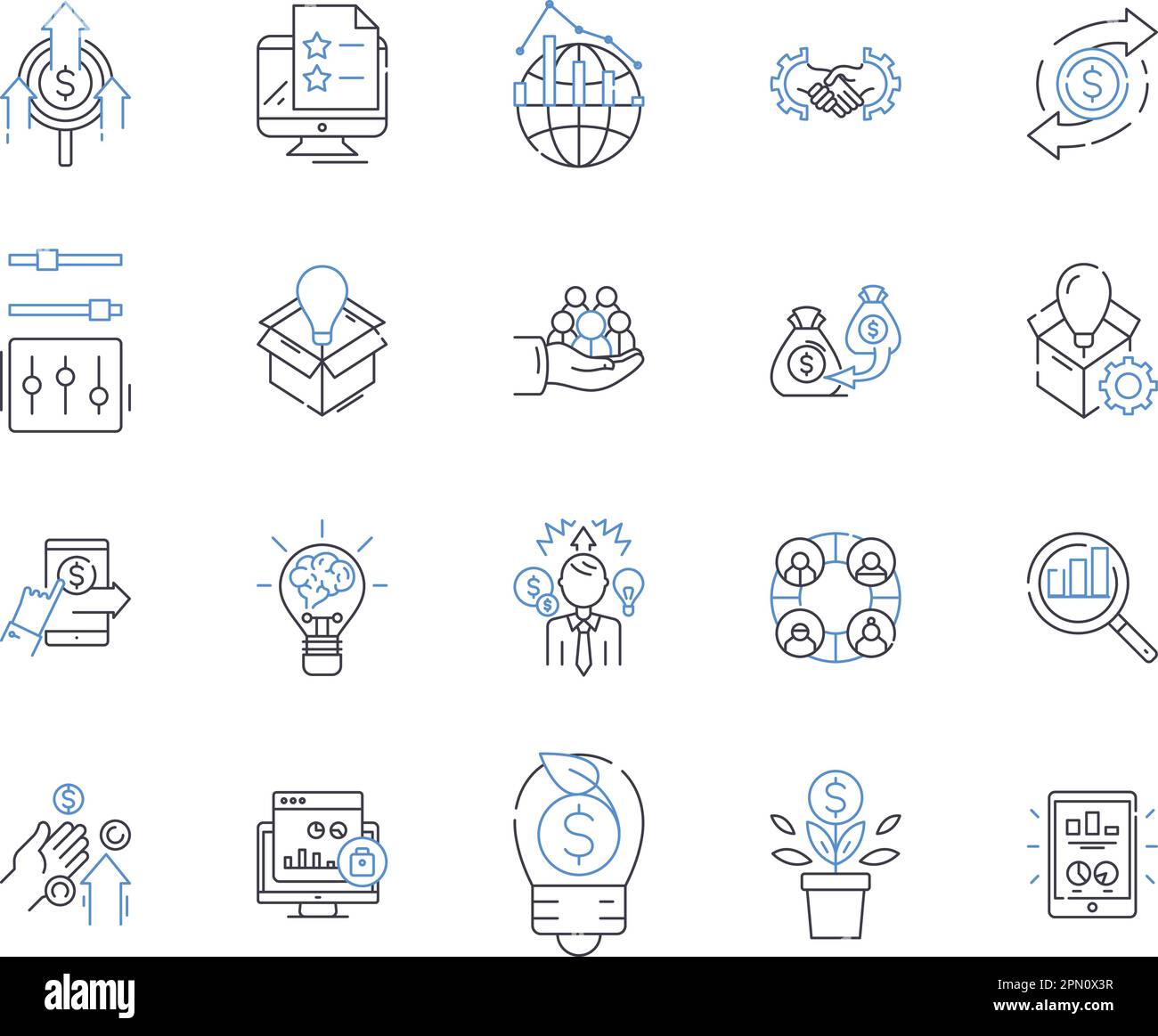 Productivity Outline Icons Collection Efficiency Output