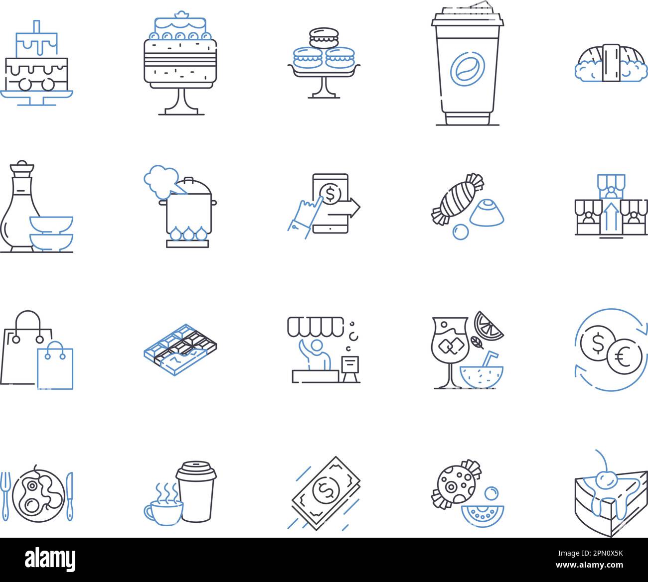 Cafe management outline icons collection. cafe, management, staff ...