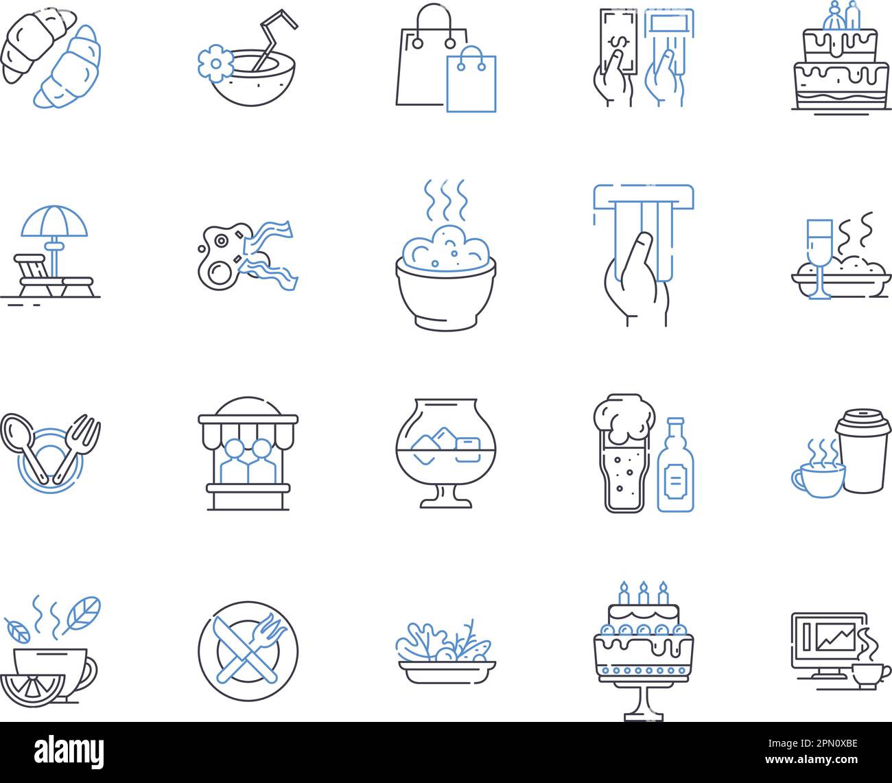 Cafe culture outline icons collection. Cafe, Culture, Dining, Relaxing ...