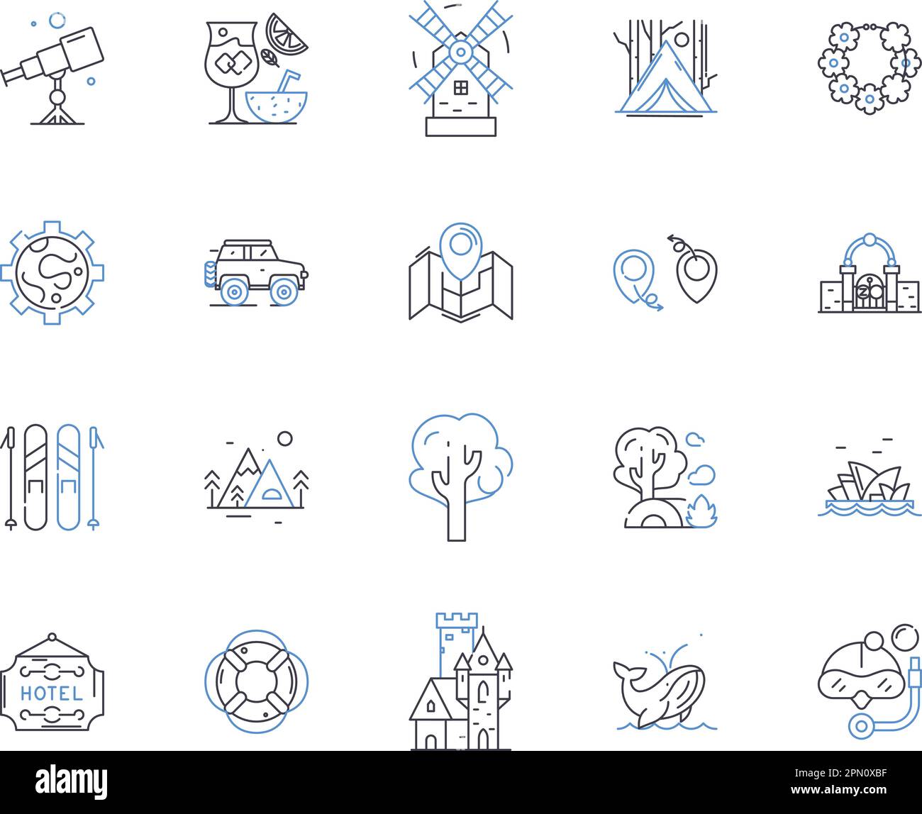 World voyage outline icons collection. Voyage, World, Tour, Journey ...