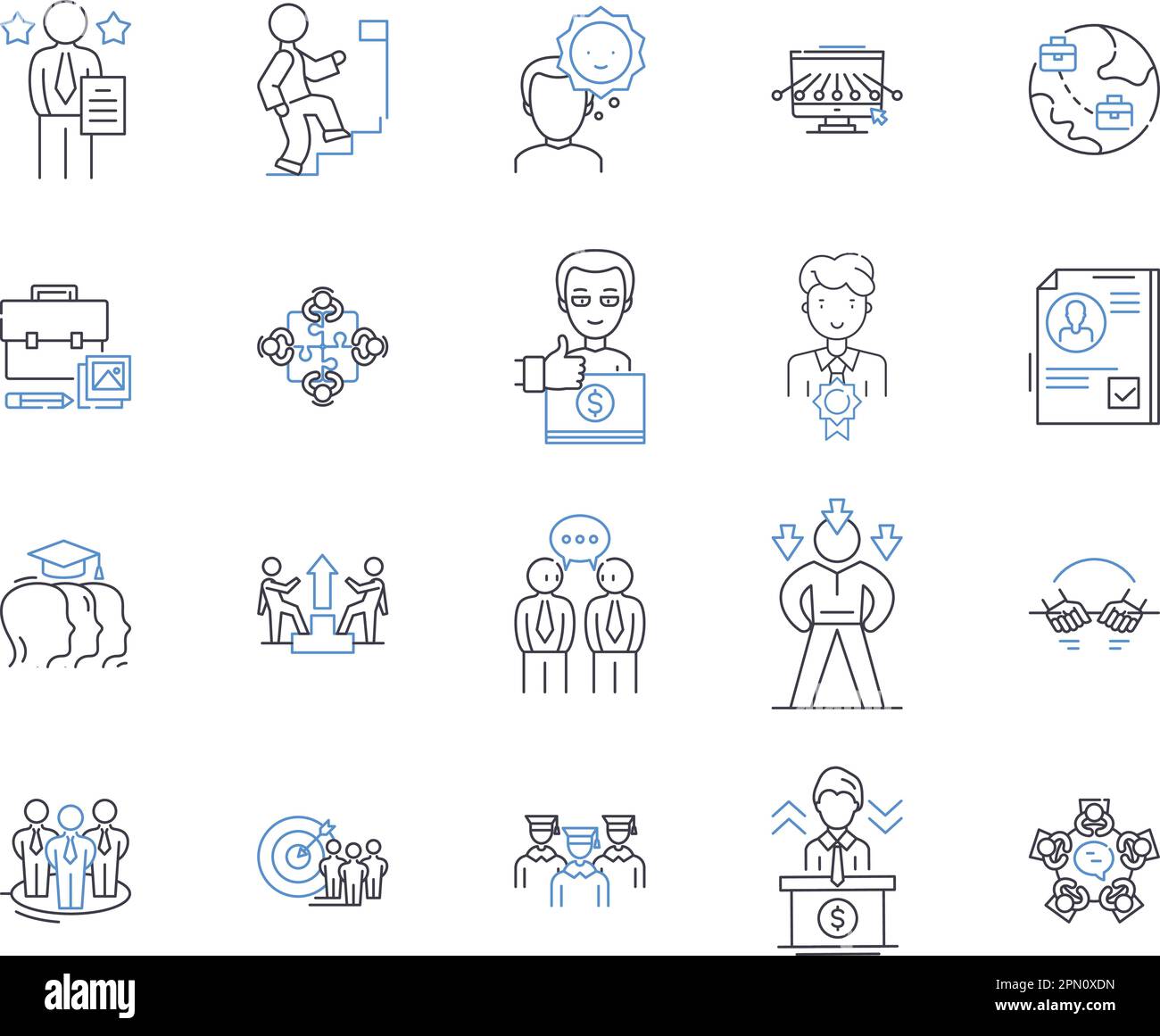 Entrepreneurship outline icons collection. startup, venture, business ...