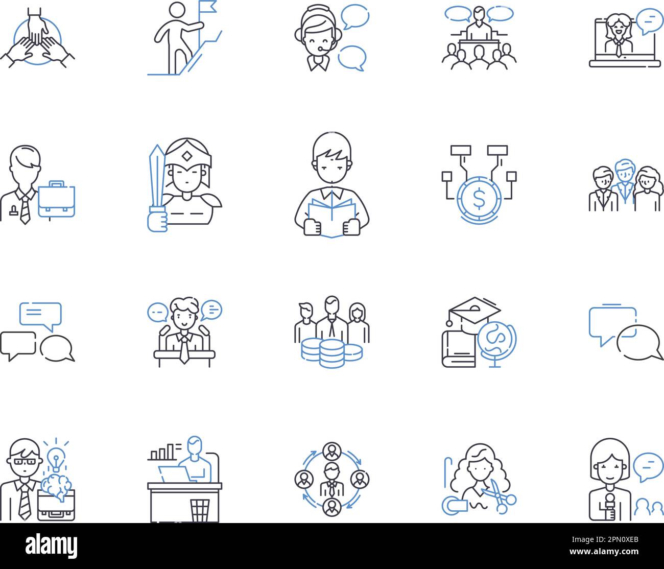 Employee development outline icons collection. Employee, Development ...