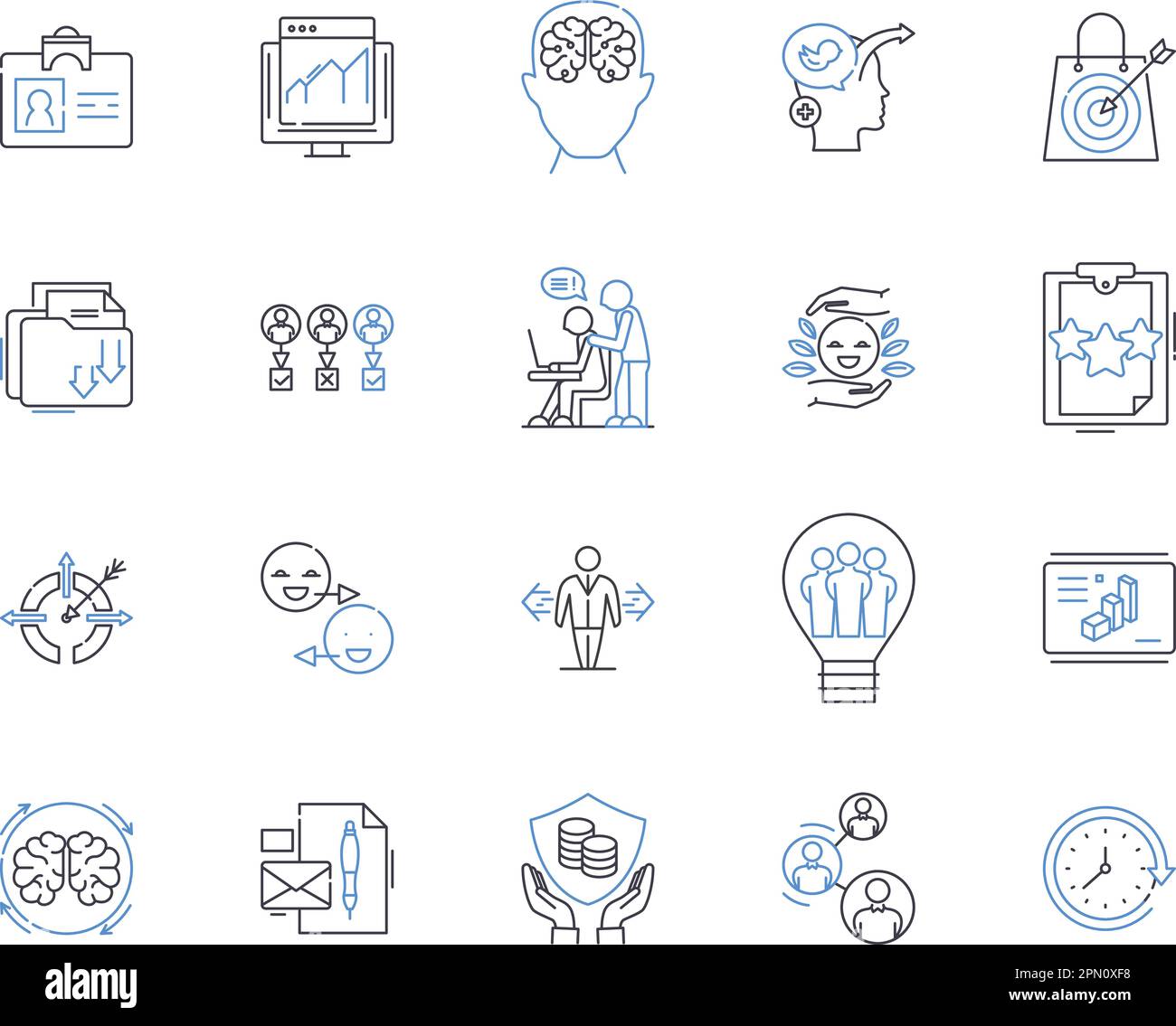 Management And Office Outline Icons Collection Office Management Staff Files Documents