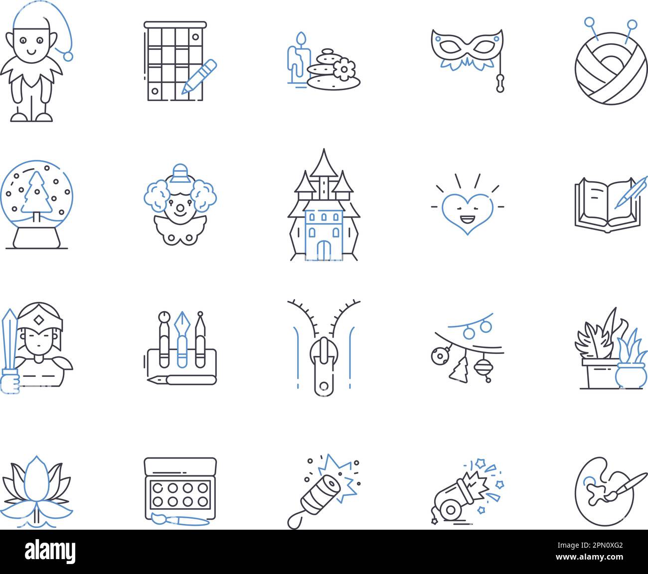 Creative hobies outline icons collection. Painting, Crafting, Sewing ...