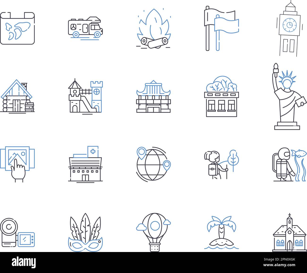 World voyage outline icons collection. Voyage, World, Tour, Journey ...