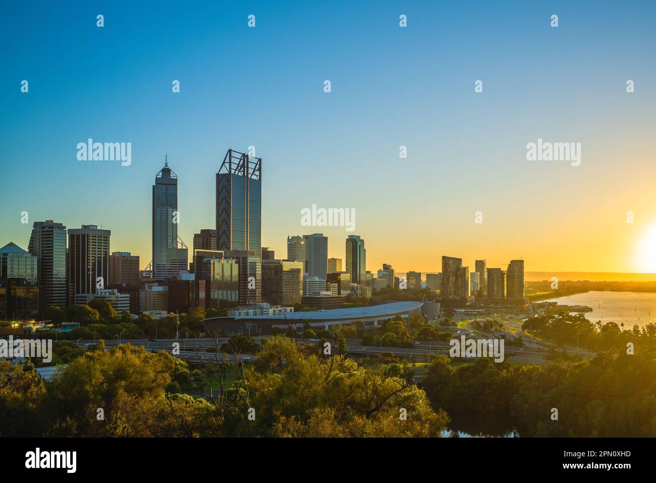 skyline of perth, the capital of western australia in australia Stock ...