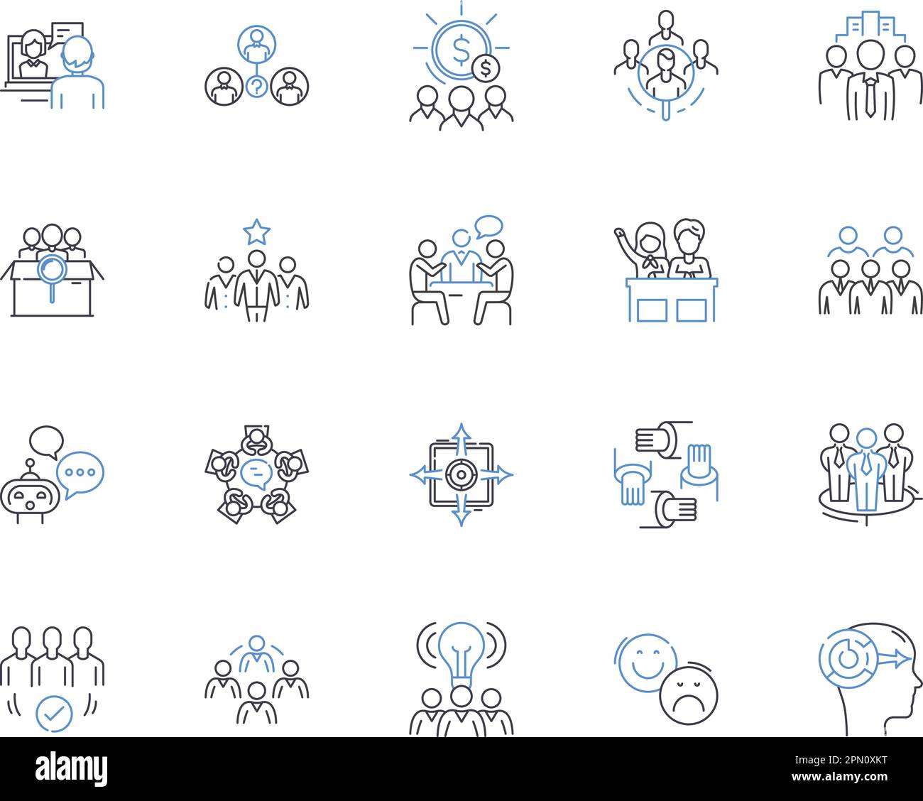 Teambuilding basics outline icons collection. Teamwork, communication ...