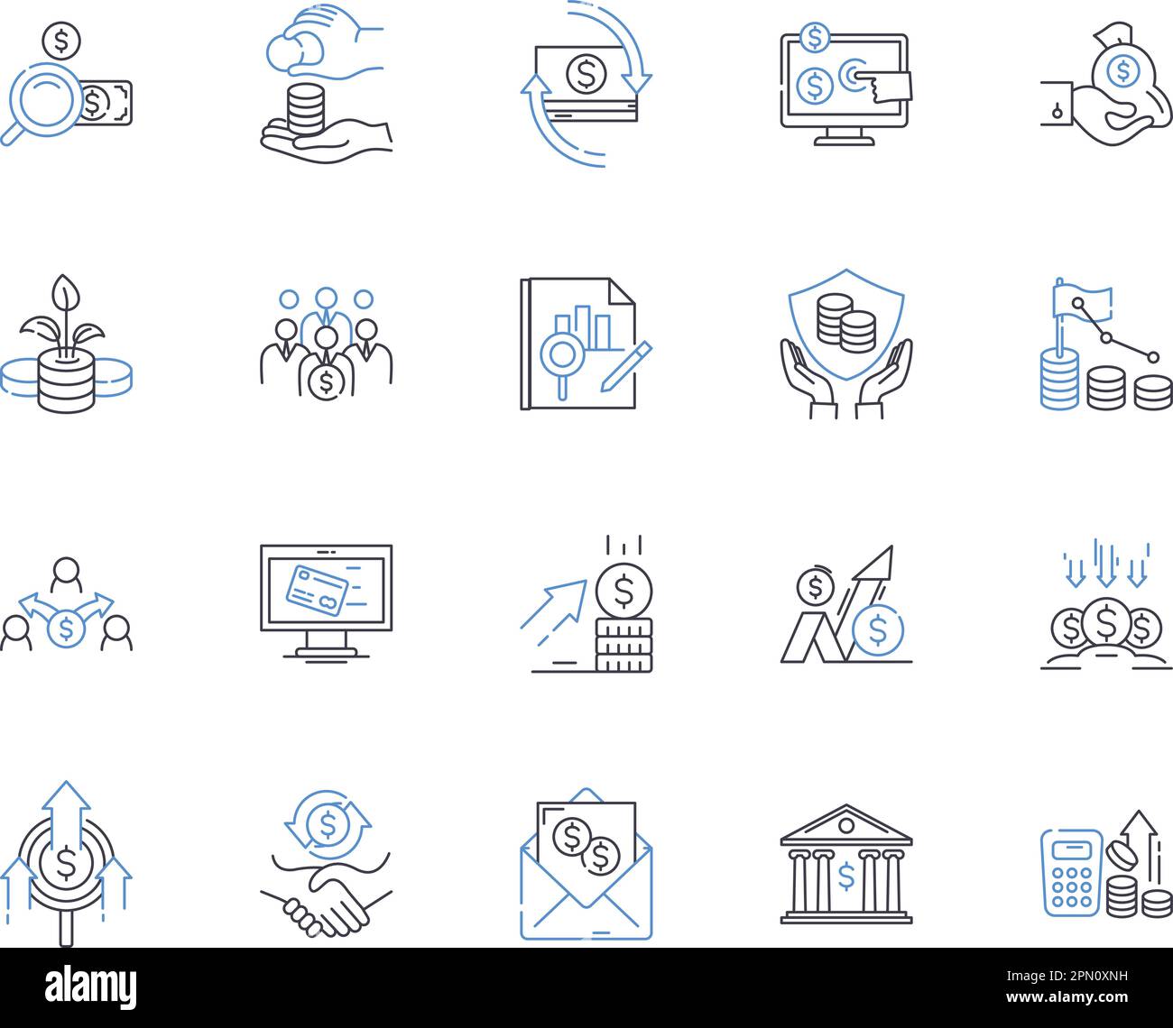 Investment office outline icons collection. Investment, Office, Banking ...