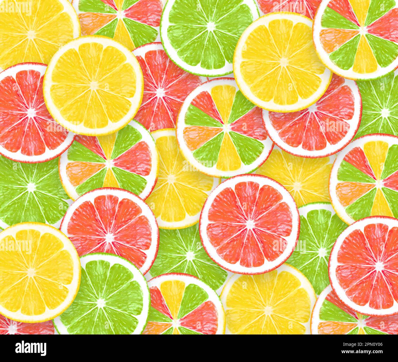 Colored sliced lemons Background ,texture of fresh yellow, green, red ...