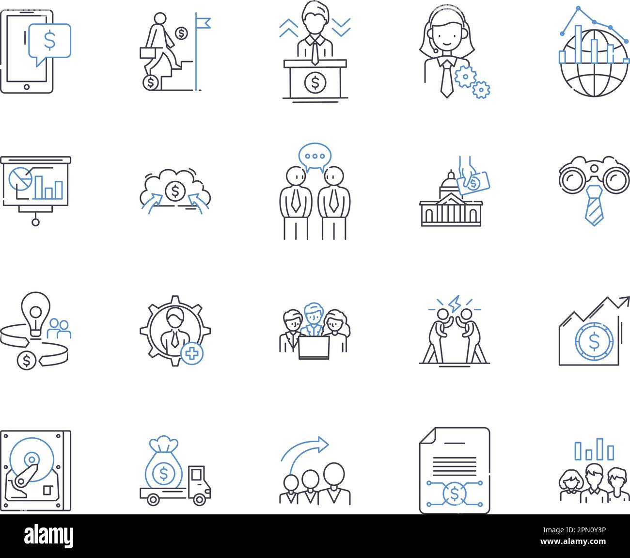 Online banking and financial services outline icons collection. online ...