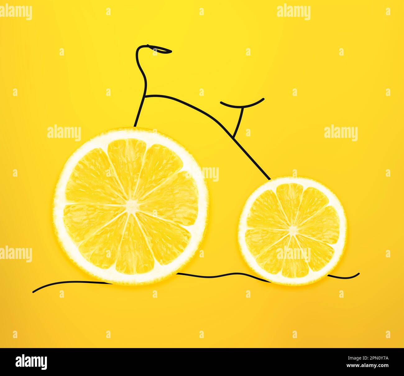 Food delivery concept. Creative bicycle with wheels made with slices of ...