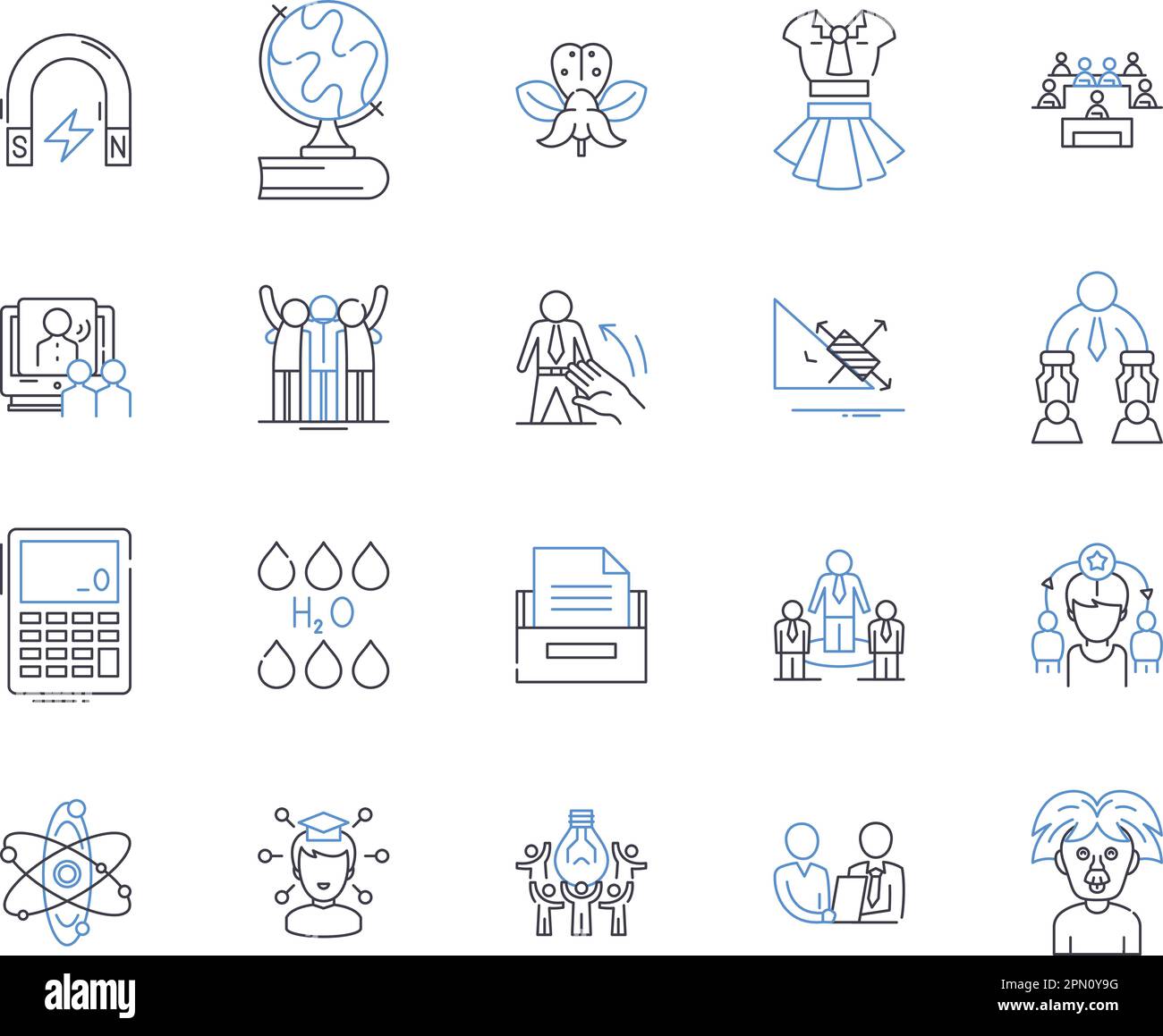 Educational Process Outline Icons Collection Learning Teaching
