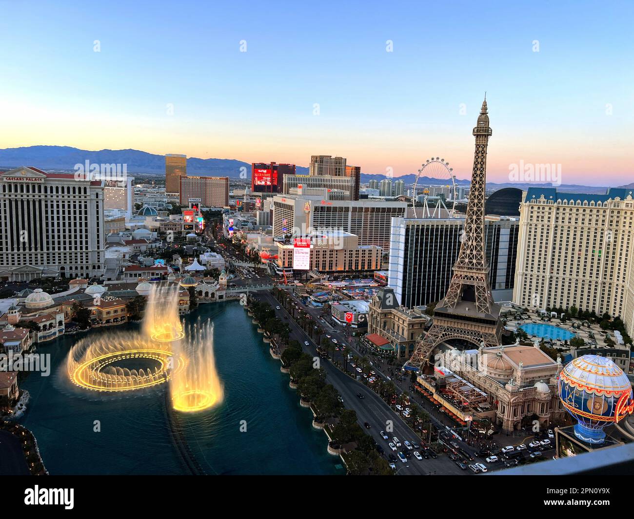 Las Vegas Nevada 04-05-2023 Aerial views of the famous Las Vegas Strip ...