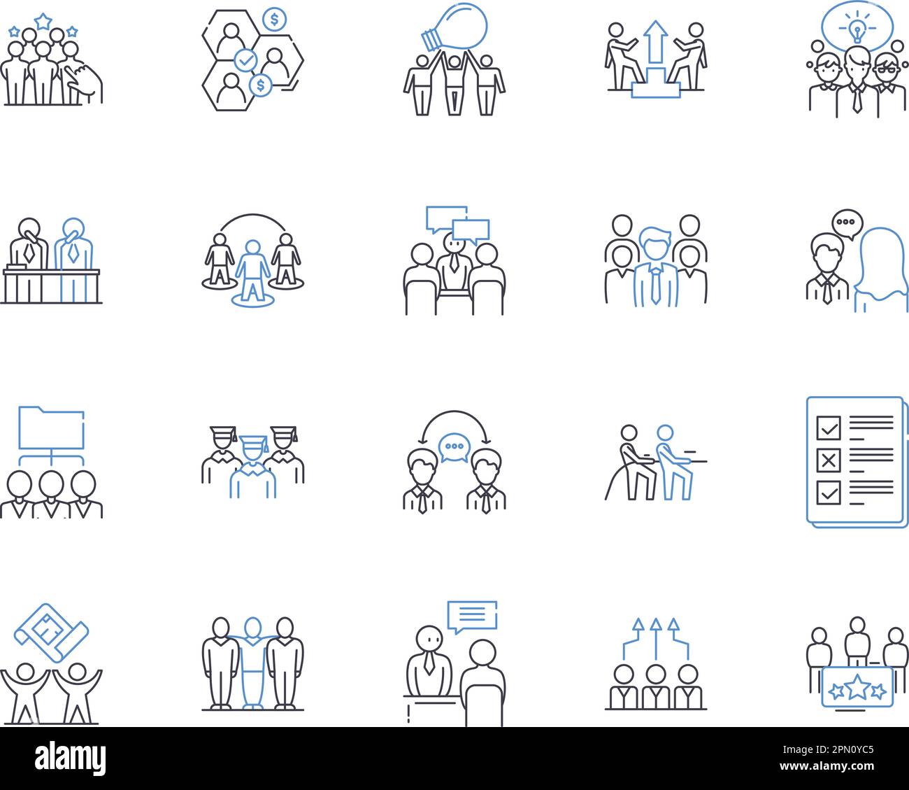 Collaborators outline icons collection. Partners, Teammates, Colleagues ...