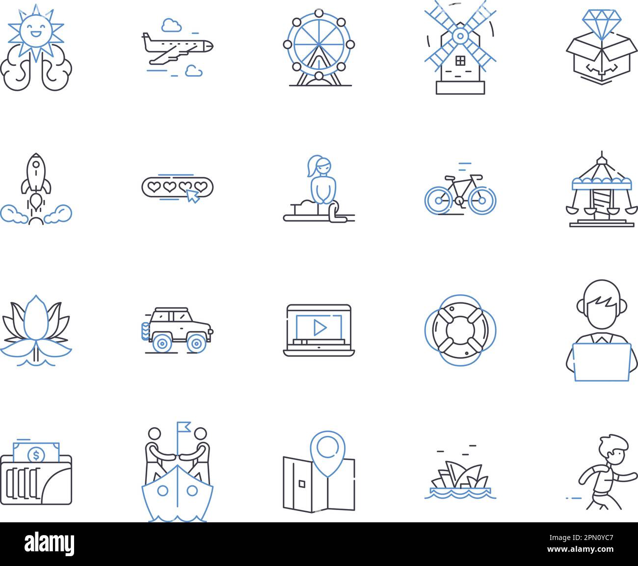 Travel agency outline icons collection. Travel, Agency, Tour, Vacation ...