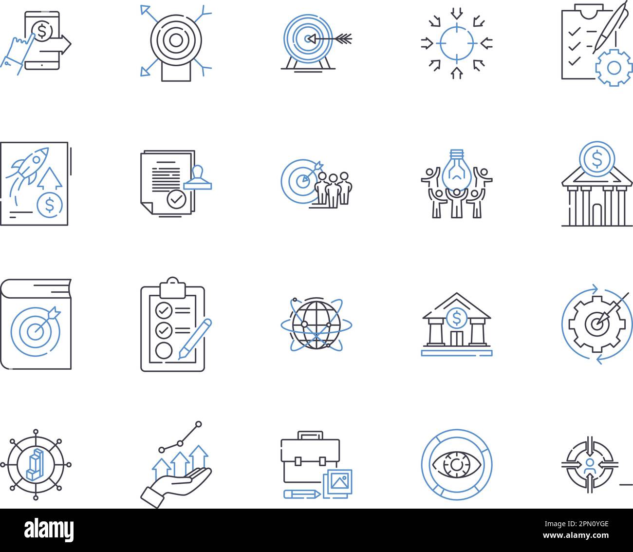Collaborative management outline icons collection. Cooperation ...