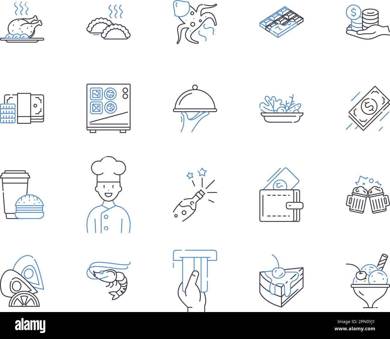Cafe and bakery outline icons collection. Cafe, Bakery, Coffee, Tea ...