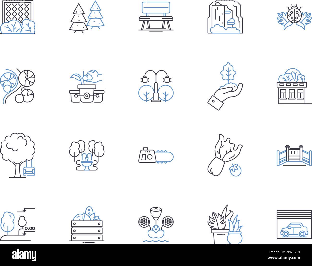 Garden and design outline icons collection. Landscaping, Gardening ...