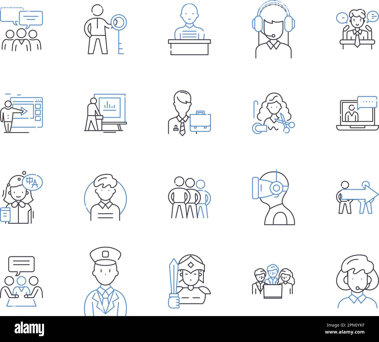 Work space outline icons collection. Office, Area, Desk, Environment ...