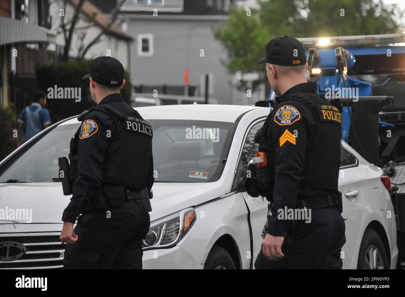 Garfield, United States. 15th Apr, 2023. Police officers overlook the ...