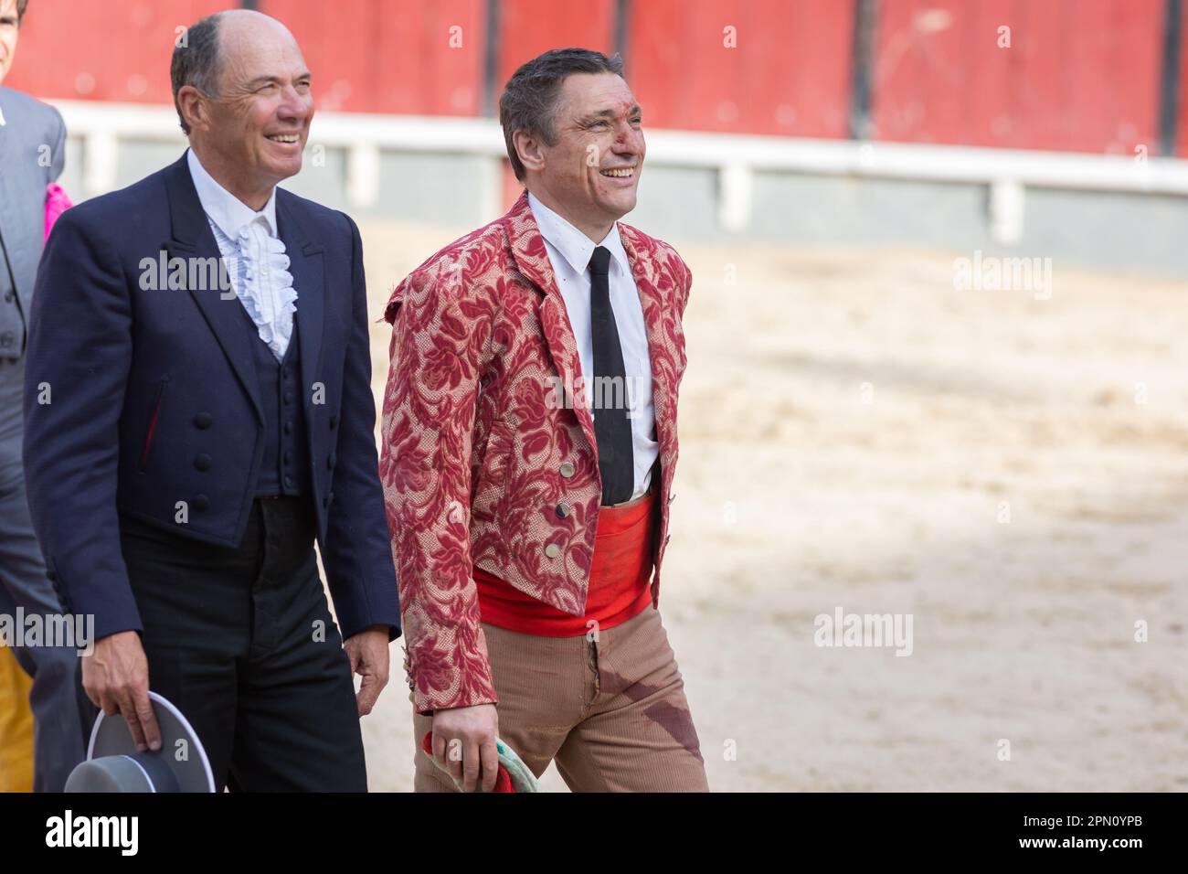 March 26, 2023 Lisbon, Portugal: Tourada - injured smiling forcado and ...