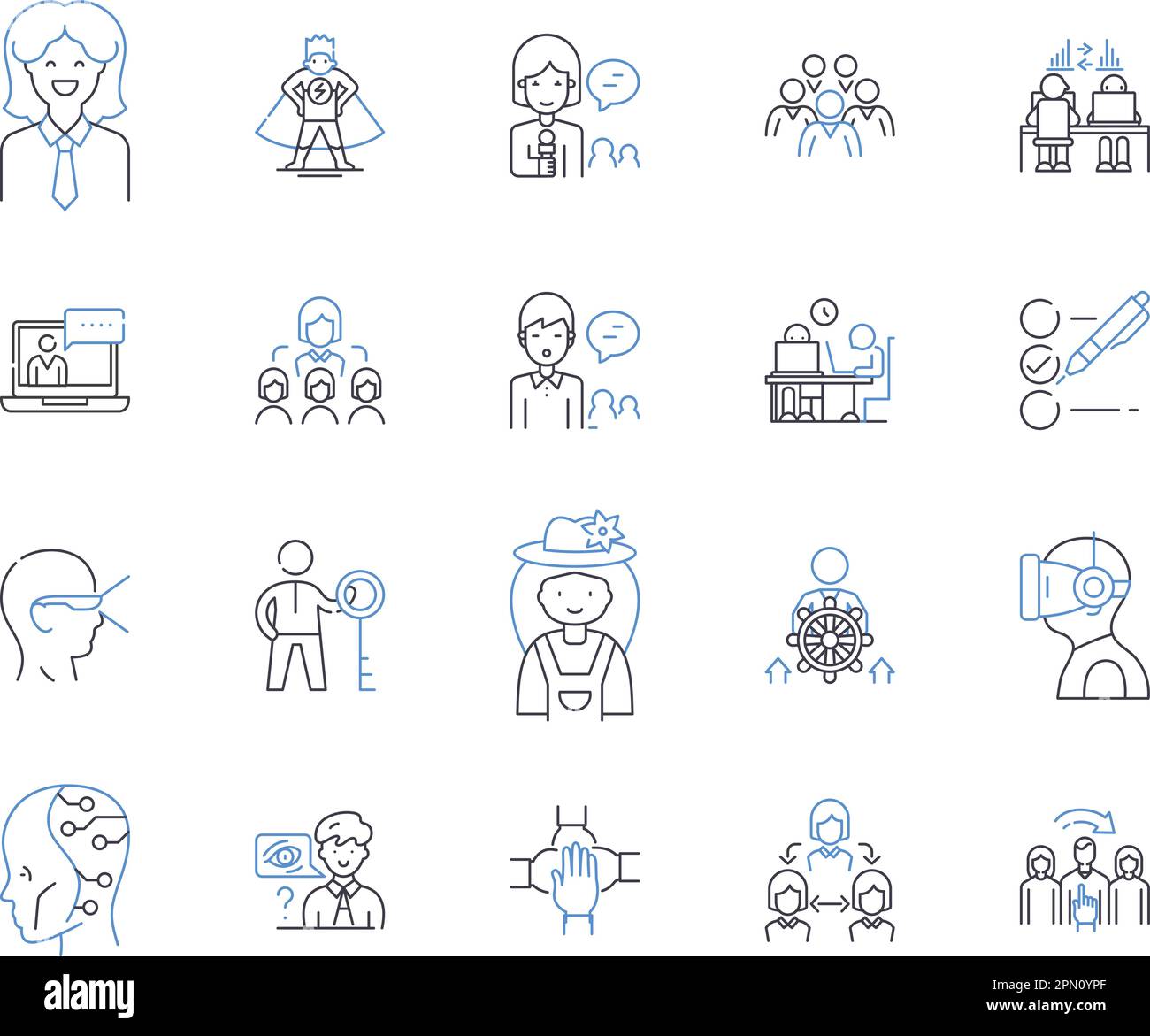 Management staff outline icons collection. Manager, Staff, Leadership, Supervisor, Administrator ...