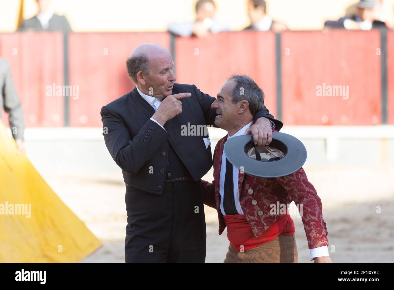 March 26, 2023 Lisbon, Portugal: Tourada - elderly forcado and ...