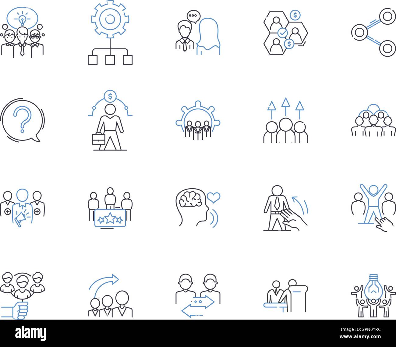 Business employees outline icons collection. Workers, Staff, Associates ...