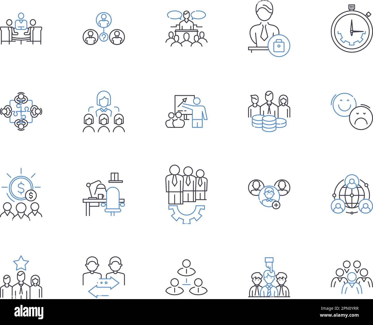 Management coworkers outline icons collection. Cooperation, Collaboration, Teamwork ...
