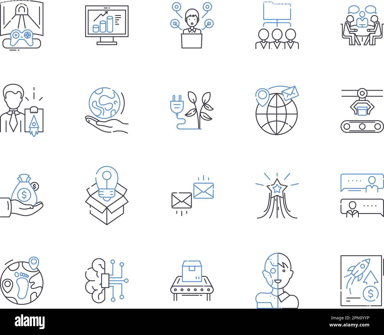 Innovation business outline icons collection. Entrepreneurship, Disruptive, Optimization ...