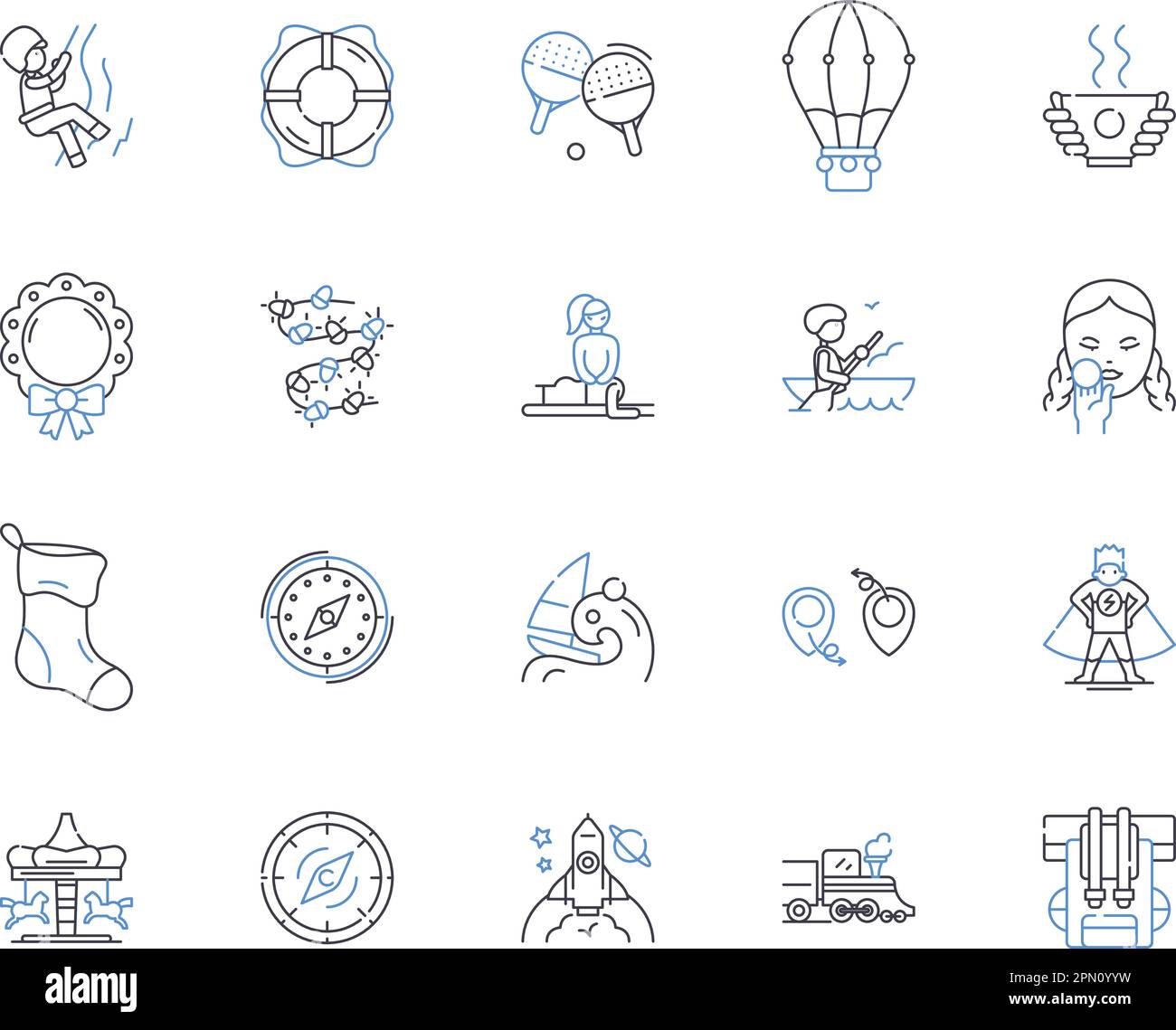 Leisure and holidays outline icons collection. Tourism, Vacation ...