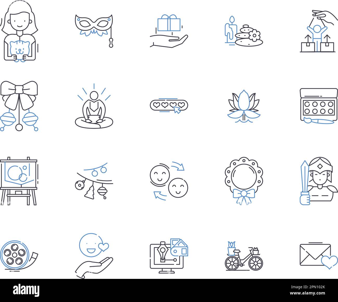Hobbies and recreation outline icons collection. Hiking, Fishing ...