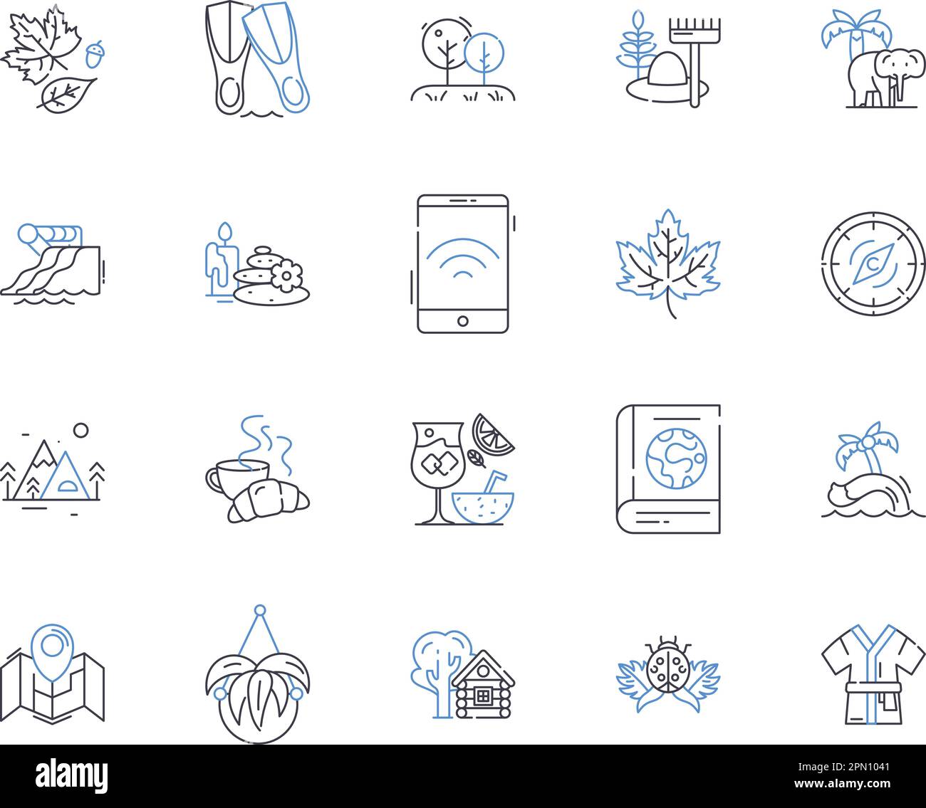 Wildnature trip outline icons collection. Wildnature, trip, hiking ...