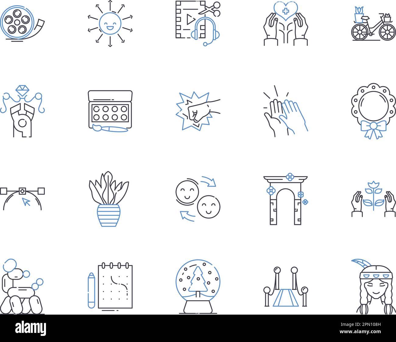 Art and craft outline icons collection. painting, drawing, sketching ...