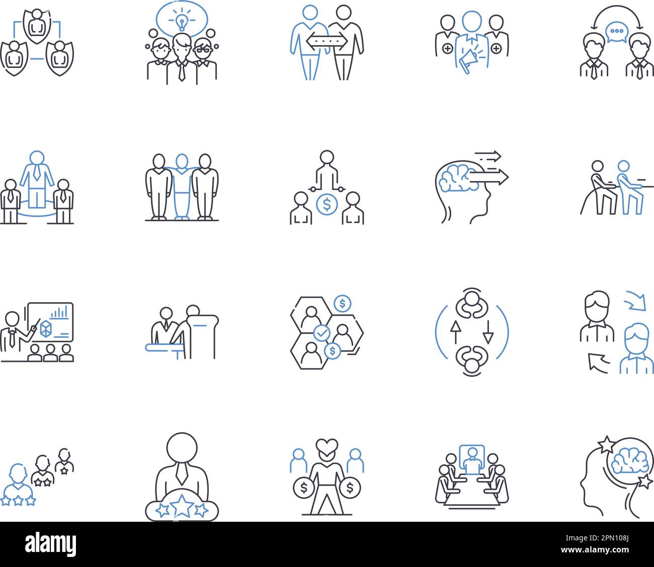 Team work outline icons collection. Collaboration, Cooperation, Unison ...