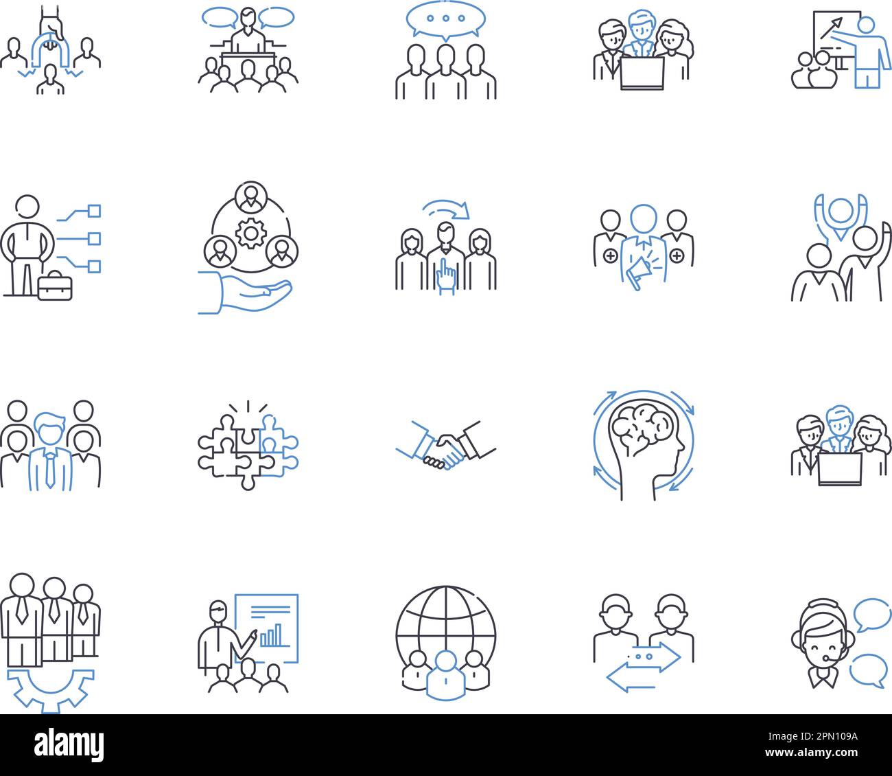 Teambuilding basics outline icons collection. Teamwork, communication ...