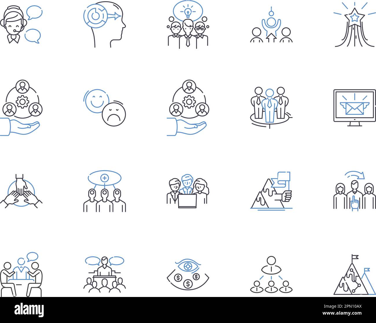 Team networking outline icons collection. Networking, Team, Collaboration, Connecting ...