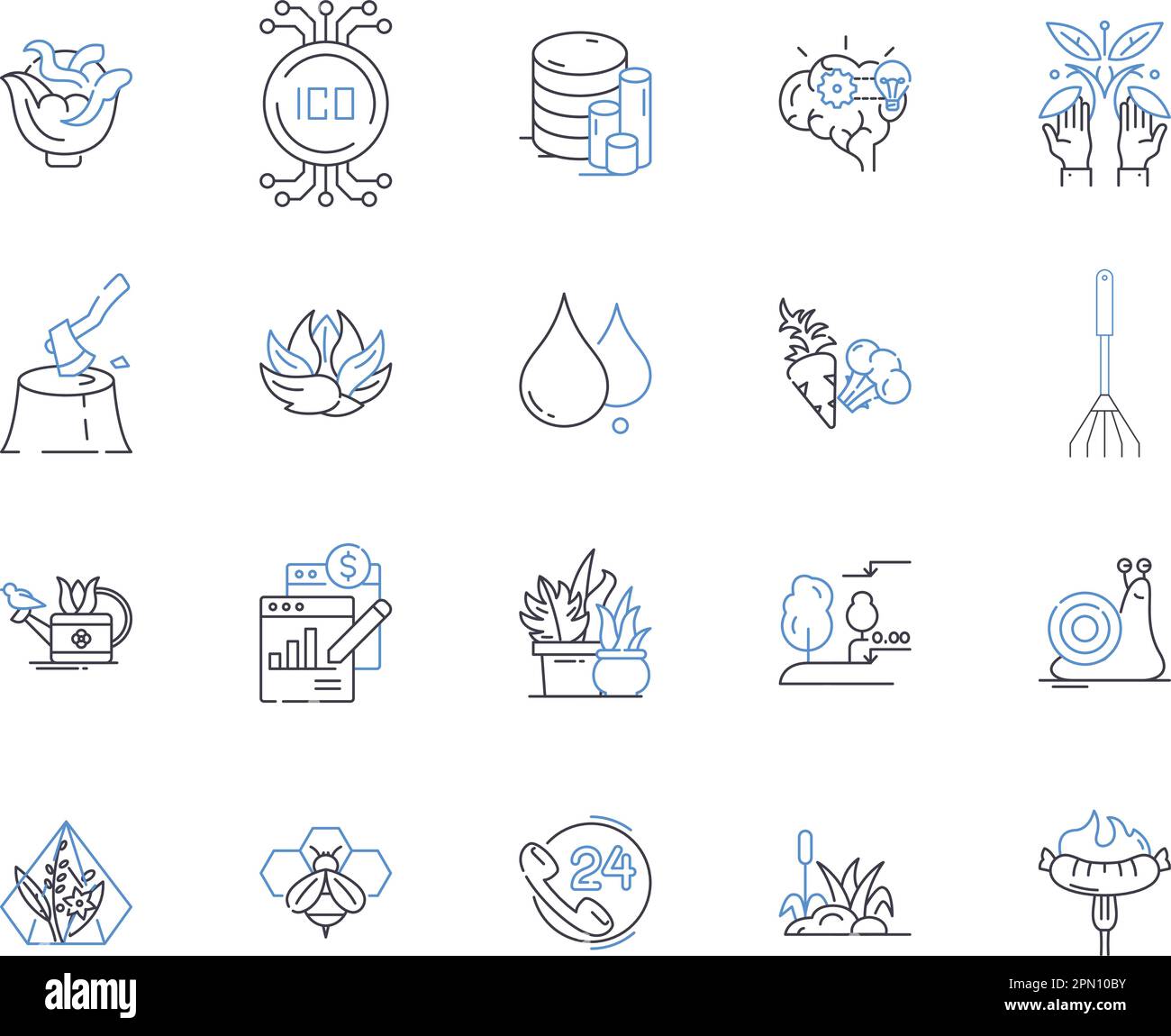 Farming production outline icons collection. Agriculture, Cultivation ...