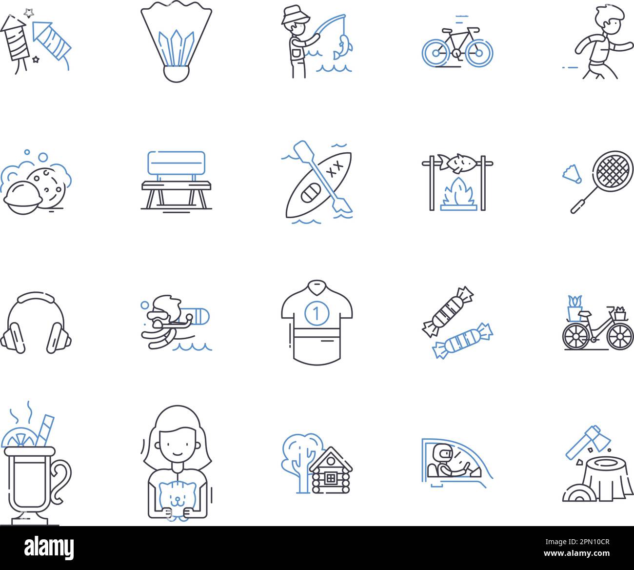 Acitve and handmade hobbies outline icons collection. Crafting ...