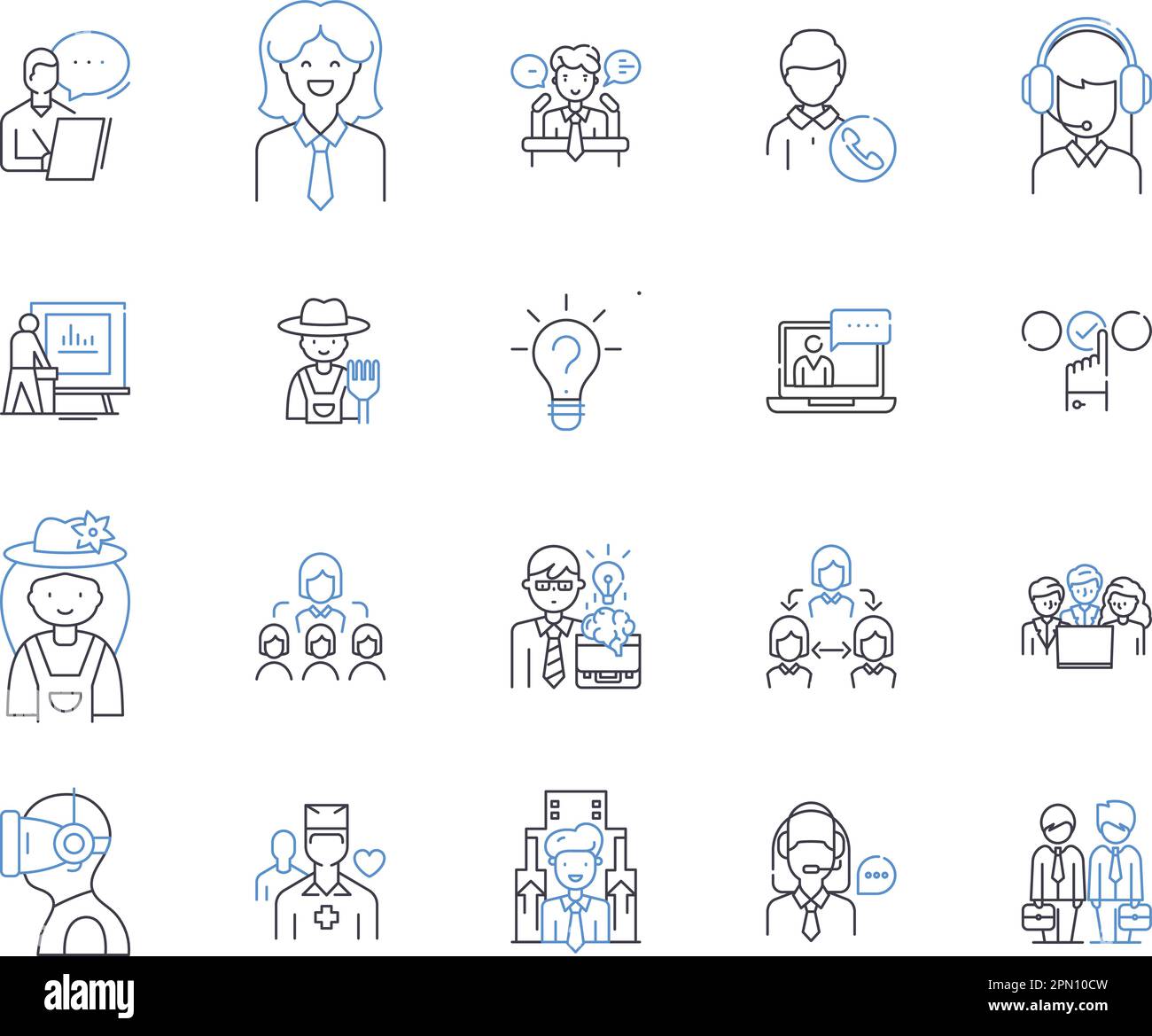 Management work outline icons collection. Management, Work, Control ...