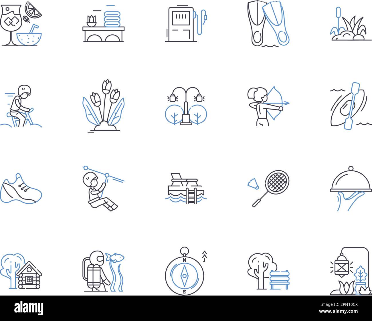 Summer voyage outline icons collection. Voyage, Summer, Tour, Trip ...