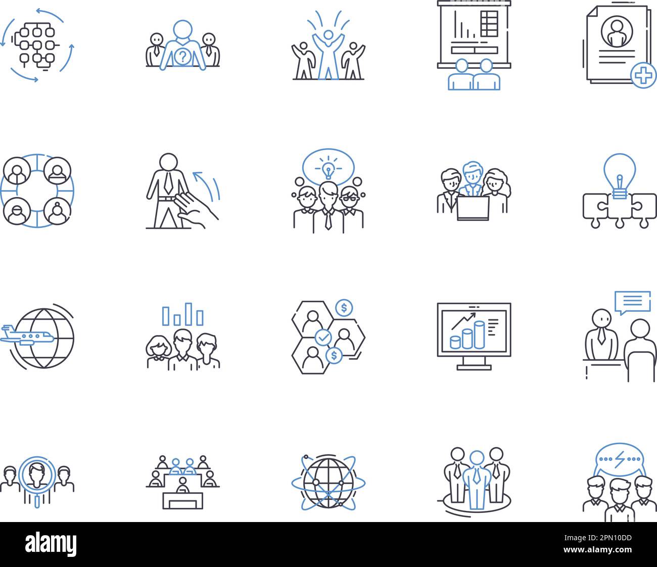 Meeting and collaboration outline icons collection. Coordinating ...