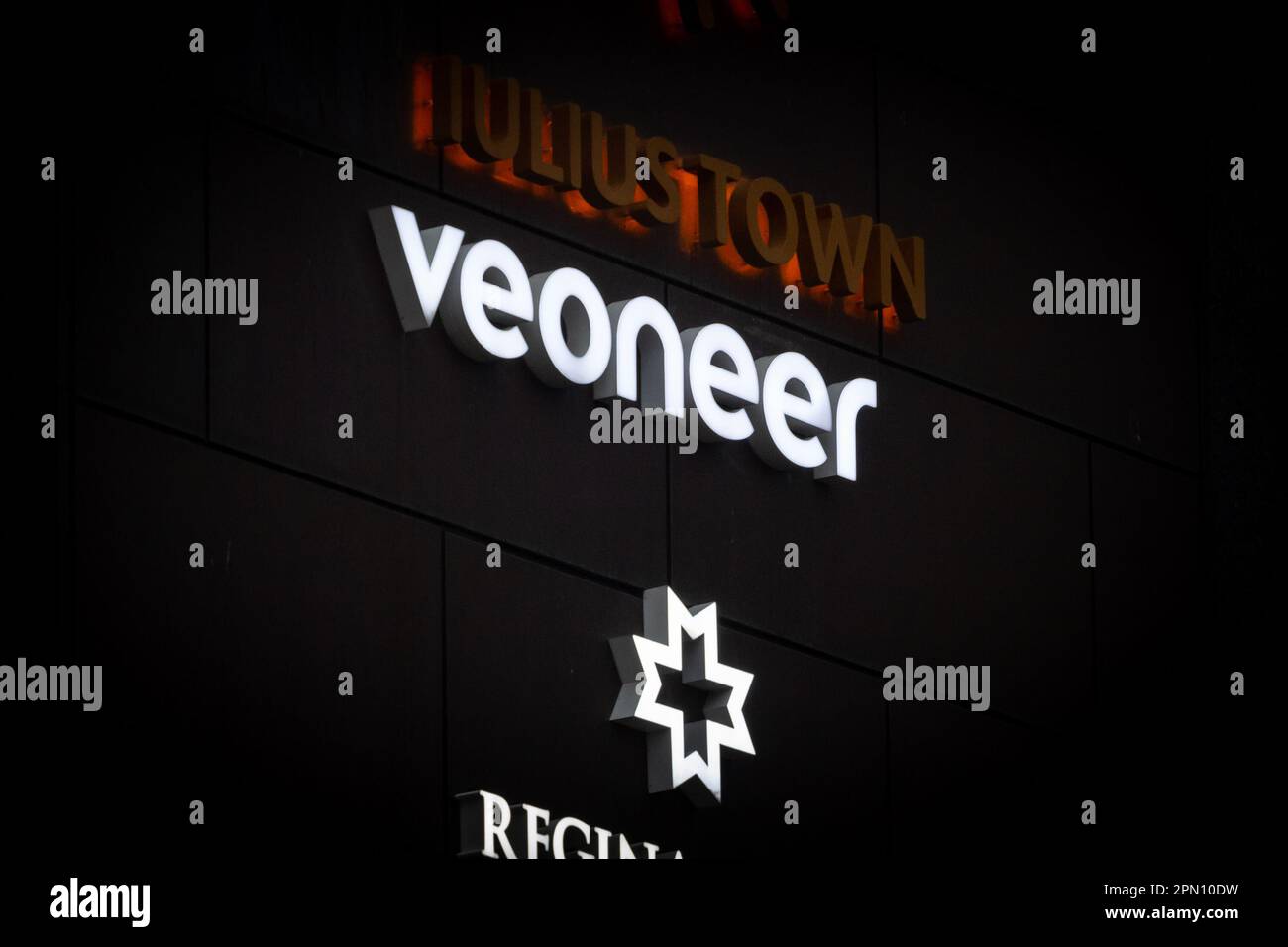 Picture of a sign with the logo of Veoneer on their local office for ...