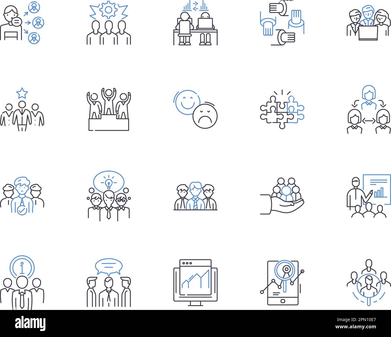 Team cooperation outline icons collection. Collaboration, Synergy ...